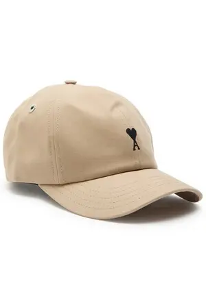 Ami Logo-embroidered Cotton Cap - Beige