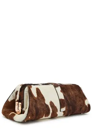 Gabriela Hearst Paola Cow-print Calf-hair Clutch