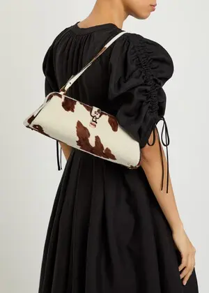 Gabriela Hearst Paola Cow-print Calf-hair Clutch