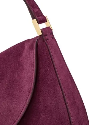 Savette Tondo Small Suede Shoulder Bag - Plum