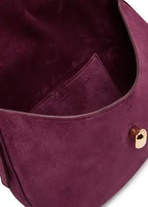 Savette Tondo Small Suede Shoulder Bag - Plum