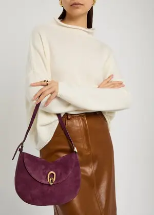 Savette Tondo Small Suede Shoulder Bag - Plum