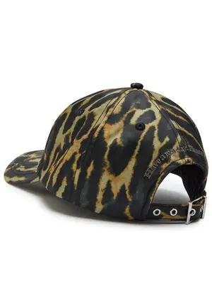 GANNI Leopard-print Nylon Cap - Black