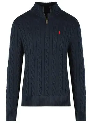 Polo Ralph Lauren Cotton Quarter Zip Sweater - Navy