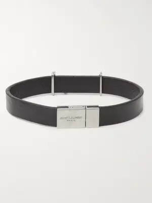 Saint Laurent Burnished Silver-tone And Leather Bracelet