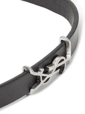 Saint Laurent Burnished Silver-tone And Leather Bracelet