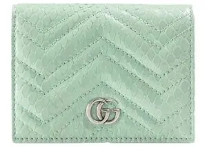 Gucci Marmont Card Case Wallet Gg - Pastel Green