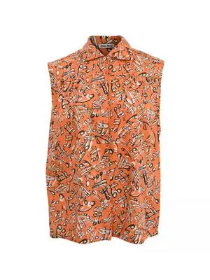 Miu Miu Musical-notes Printed Sleeveless Shirt
