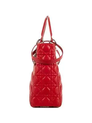 Dior Lady Quilted Tote Bag - Red