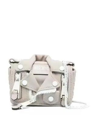 Moschino Mini Biker Leather Bag - Neutrals