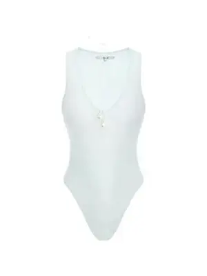MANURI Tie-neck Sleeveless Bodysuit - Blue