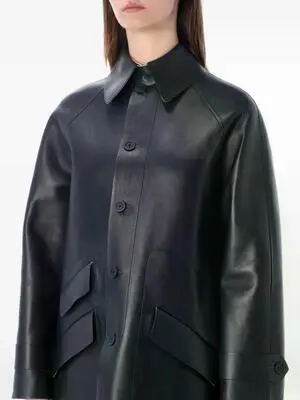 Ralph Lauren Buttoned Leather Coat
