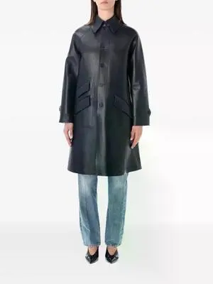 Ralph Lauren Buttoned Leather Coat