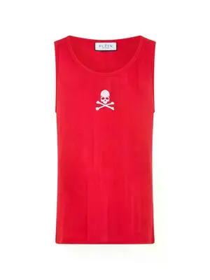 Philipp Plein Ribbed Knit Tank Top With Embroidery