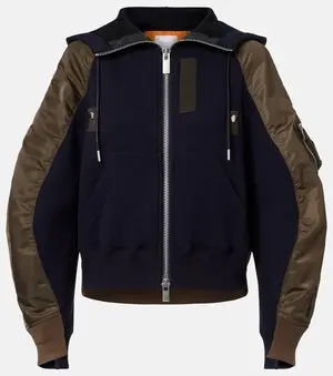 Sacai Cotton-blend And Twill Jacket - Green