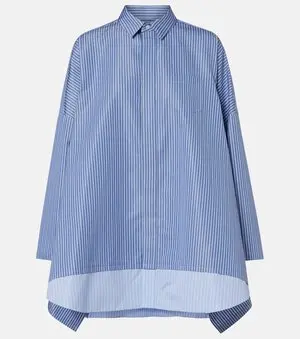 Sacai Striped Oversized Cotton-blend Shirt - Blue