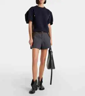 Sacai Cotton-blend And Twill Sweatshirt
