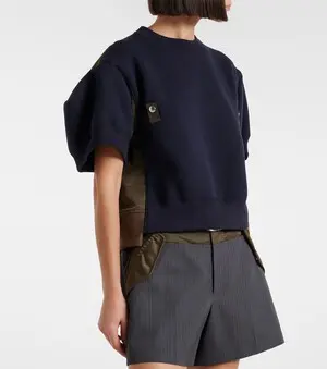 Sacai Cotton-blend And Twill Sweatshirt
