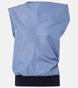 Sacai Striped Cotton-blend Top - Blue