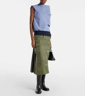 Sacai Striped Cotton-blend Top - Blue