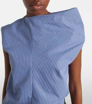 Sacai Striped Cotton-blend Top - Blue