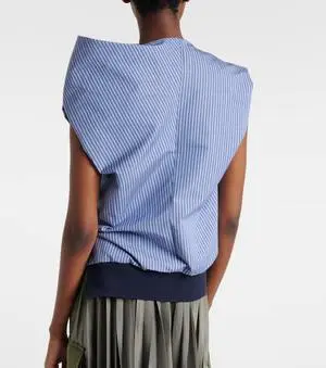 Sacai Striped Cotton-blend Top - Blue