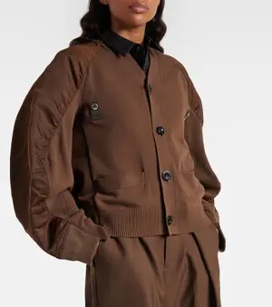 Sacai Cotton-blend And Twill Cardigan