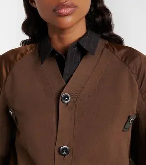 Sacai Cotton-blend And Twill Cardigan
