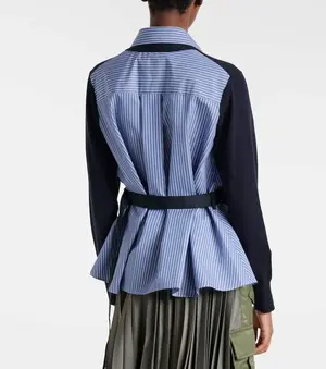 Sacai Layered Striped Cotton Cardigan