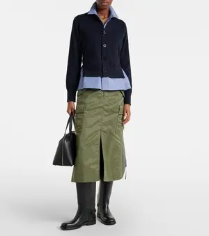 Sacai Layered Striped Cotton Cardigan