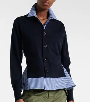 Sacai Layered Striped Cotton Cardigan