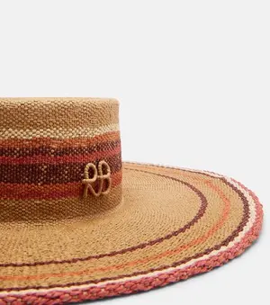 Ruslan Baginskiy Striped Straw Hat With Logo