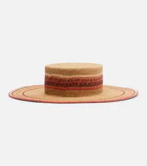 Ruslan Baginskiy Striped Straw Hat With Logo