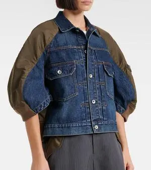 Sacai Denim And Twill Jacket - Blue