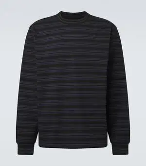 Sacai Striped Cotton T-shirt - Black