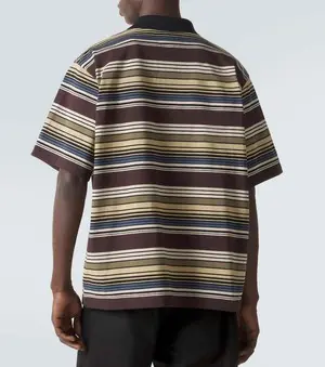 Sacai Striped Cotton Half-zip Polo Shirt - Brown