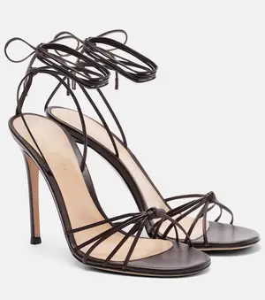 GIANVITO ROSSI 105 Leather Slingback Sandals - Burgundy