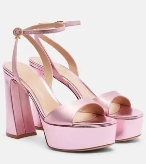GIANVITO ROSSI Nancy 110 Leather Platform Sandals - Pink