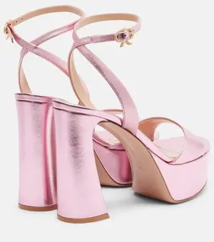 GIANVITO ROSSI Nancy 110 Leather Platform Sandals - Pink