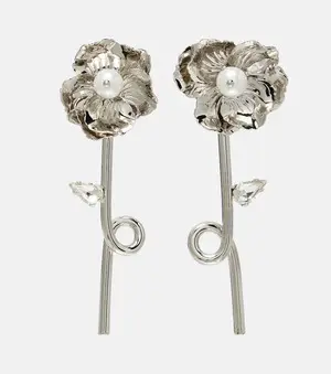 Simone Rocha Crystal And Faux Pearl Earrings - Silver