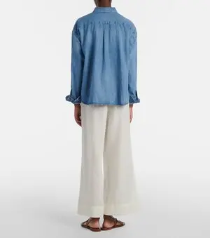 Polo Ralph Lauren Cropped Linen And Cotton Wide-leg Pants - White
