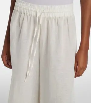 Polo Ralph Lauren Cropped Linen And Cotton Wide-leg Pants - White
