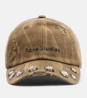 Acne Studios Embellished Cotton Canvas Baseball Cap - Green