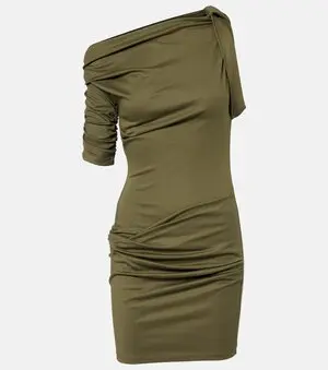 Jacquemus Draped Cotton And Silk Minidress - Green