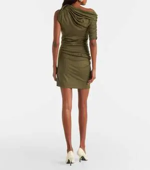 Jacquemus Draped Cotton And Silk Minidress - Green