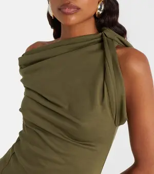 Jacquemus Draped Cotton And Silk Minidress - Green
