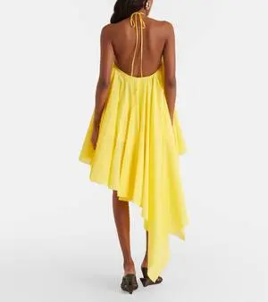 Jacquemus Triangle Asymmetric Cotton-blend Minidress - Yellow