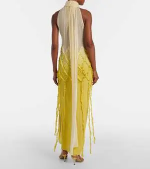 Blumarine Embellished Crepon Maxi Dress