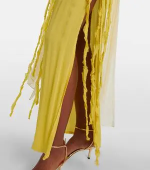 Blumarine Embellished Crepon Maxi Dress