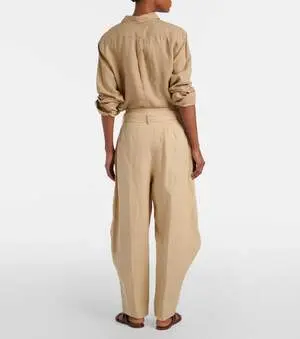 Polo Ralph Lauren Belted Barrel-leg Linen Pants